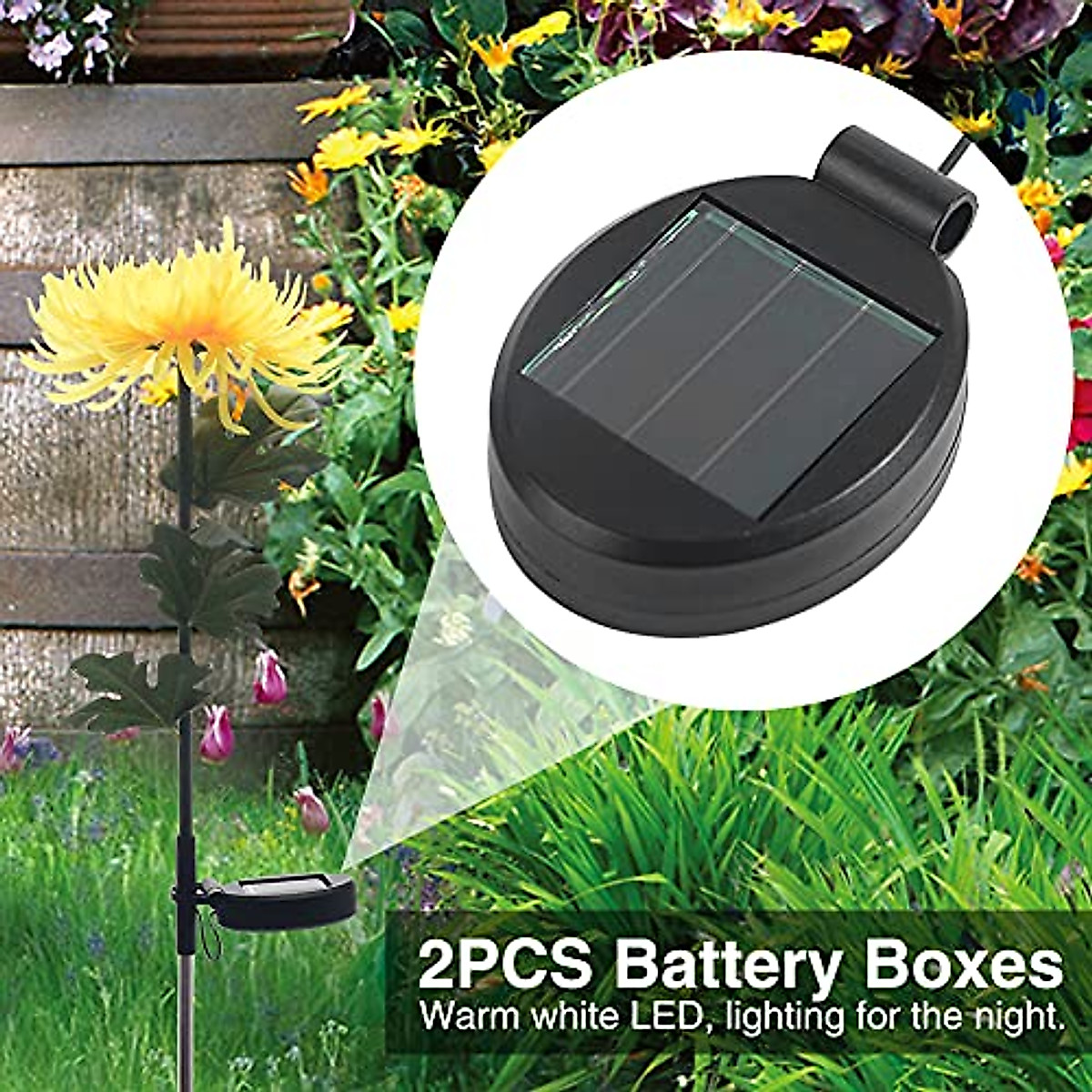 2 Pack Solar Light Replacement Top Part Panel for Outdoor Hanging Lanterns - Solar Lantern Lamp Led Replacement Top Battery Box for Garden Patio Walkway Yard(Black)