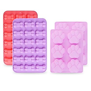 homEdge Jumbo Puppy Dog Paw (6 Cavity) and Bone Molds, Non-Stick Food Grade Silicone Dog Treats Molds, Silicone Mold for Chocolate, Candy, Jelly, Ice Cube, Dog Treats (Set of 4PCS)