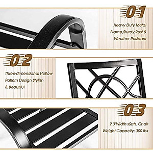 SOLAURA Patio Dining Chairs of 2, Outdoor Patio Furniture Chair Wrought Iron Patio Bistro Chairs, Patio Chairs for Garden, Lawn, Backyard, Porch, Balcony, Deck