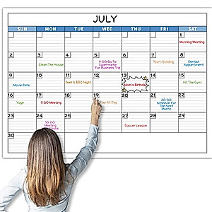 Large Dry Erase Calendar - Dry Erase Calendar for Wall, Undated Monthly Wall Calendar Laminated, 27.8"x 40", Blank Reusable Calendar Planner with Ample Daily Boxes, Notes for Home, Office, Classroom