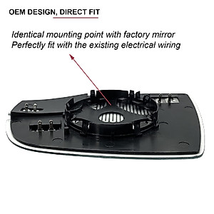 Passenger Right Side Mirror Replacement for 2012-2018 Ford Focus Side Mirror Glass - Side View Heated Convex Mirror Glass with Rear Holder, Replace CM5Z-17K707-G