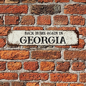 Bomehhjuli Back Home Again in Georgia Metal Sign Georgia State Metal Tin Sign City Pride Metal Wall Art Location Antique Wall Plaque Poster for Garage Man Cave Bar Kitchen 18x4in