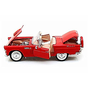 1956 Ford Thunderbird Convertible, Red - Motormax 73215 - 1/24 scale Diecast Model Toy Car