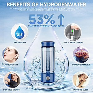 Hydrogen Water Bottle, 3 in 1 Hydrogen Water Bottle Generator, 2300 PPB Electrolysis Water Ionizer with SPE/PEM Technology, Hydrogen Water Machine for Women Men Office School Bike Running, CA-303C