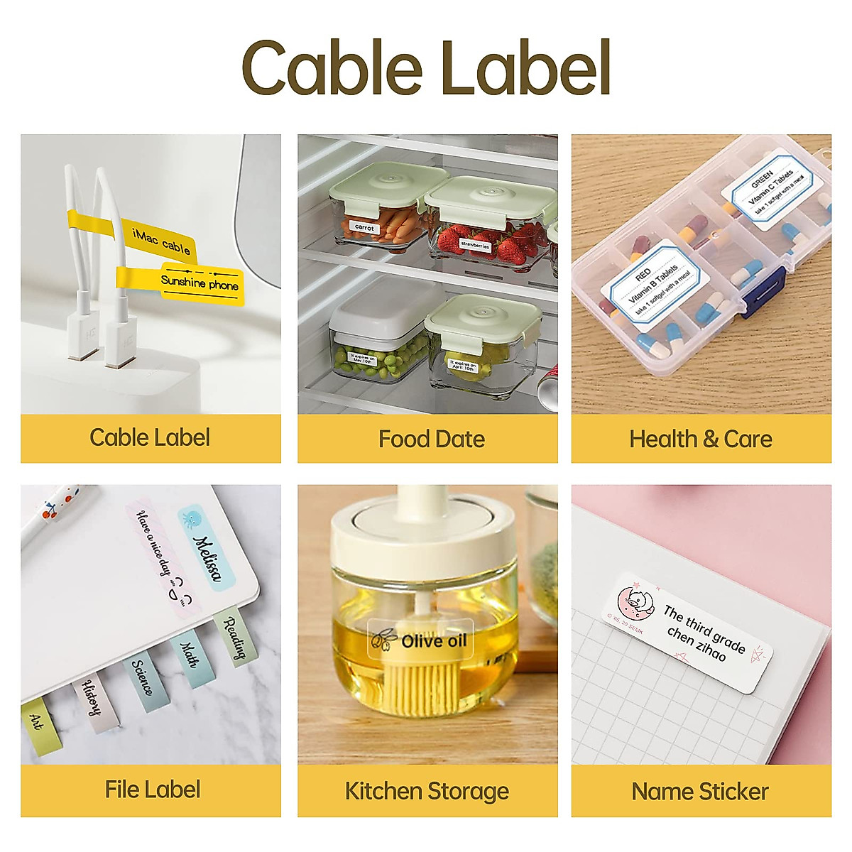 INeedIt D101 Label Maker Machine Portable Wireless Thermal Label Printer with Tape for Business, School, Office Organization, Home Storage, Larger Print Width 0.5 to 1 Inch, White