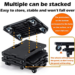 Furniture Dolly - Furniture Movers with Wheels, 16in-11in Moving Dolly 4 Wheels Heavy Duty, Small Flat Dolly Cart, Portable and Light Dollies, 1000lbs Capacity, 2 Pack, Grey