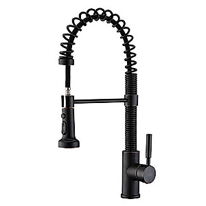 GICASA Solid Brass Commercial Style Faucet Single Handle Pause Function Pull Out Sprayer Kitchen Faucet, Oil Rubbed Bronze Pull Down Kitchen Sink Faucets