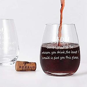 Mother’s Day Gift, Mom Stemless Wine Glass for Women Mom Mother Wine Lovers Mother's Day Birthday Christmas from Daughter Son Kid, Funny Birthday Gift for Mom, Mom Wine Glass for Red White Wine, 15Oz
