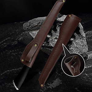 XYJ 8 inch Filleting Knife Sleeves Leather Knife Sheath for Boning Knife Edge Guards Chef Carving Knife Case Blade Protectors with Belt Loop to Carry Out