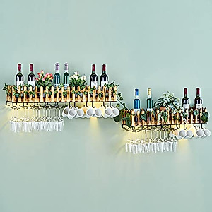 Wall Hanging Rack Hanging Wine Rack, Bar Hanger for Creative Led Lights, Suitable for Home Kitchen Living Room Dining Room Office Bar (Size : 100X25X21CM)