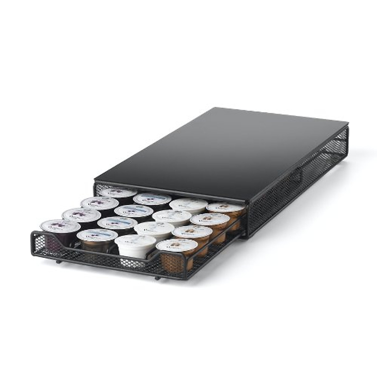 Nifty Verismo Capsule Drawer – Black, 32 Capsule Pod Pack Holder, Non-Rolling Sliding Drawer, Under Coffee Pot Storage, Home Kitchen Counter Organizer