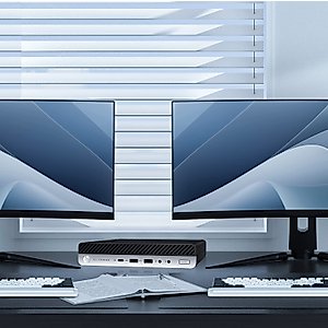 HP i5 EliteDesk 800 G3 Mini 8GB DDR4 256GB SSD M.2 + 1TB HDD Built in Wifi 6E AX210 Business Desktop PC BT HDMI Win10 Pro Dual Monitor Supported New TJJ Wired Keyboard Mouse + TJJ Mouse Pad (Renewed)