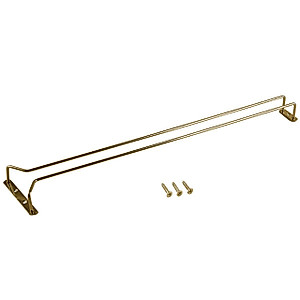 TrueCraftware – 24 -Inch, Wine Glass Rack, Stemware Rack, Wire Hanging Rack, Under Cabinet, Brass Finish, Set of 2