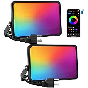 Onforu LED Flood Light Outdoor 200W Equiv 1500LM, RGBW Stage Lights Bluetooth APP Control, 16 Million Colors 22 Modes Color Changing Uplights for Christmas Events, Music Sync, Timing, IP66 Spotlights