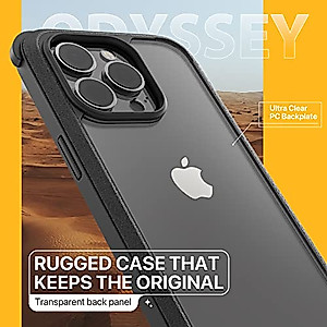 MAGEASY Protective iPhone 14 Pro Max Case with Strap 6.7" - 16ft Drop Tested Protective iPhone 14 Pro Max Case with Crossbody Lanyard - Odyssey+ (6.7", 3 Lens) (Metal Frame, Mystery Black)