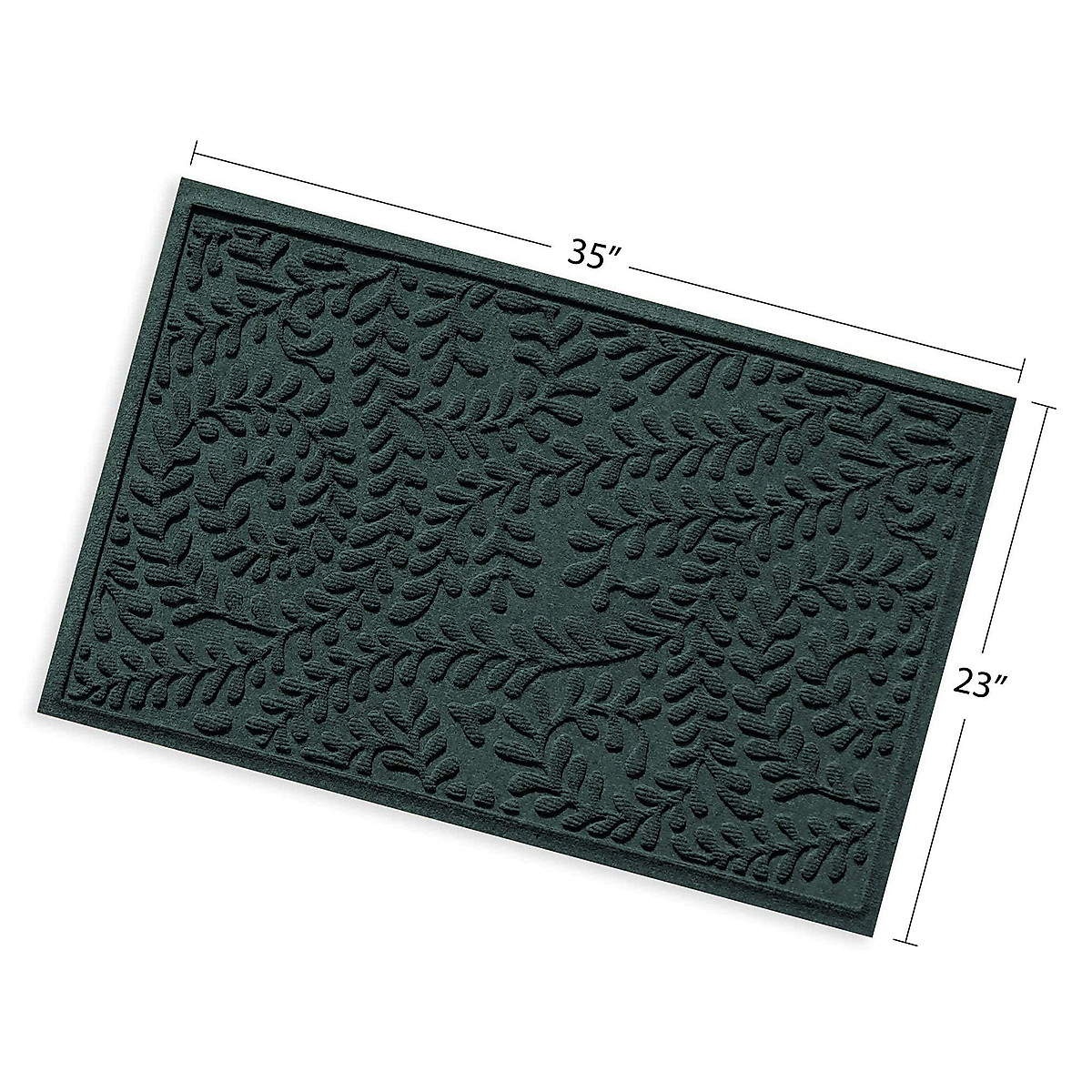 Bungalow Flooring Waterhog Door Mat, 2' x 3' Made in USA, Durable and Decorative Floor Covering, Skid Resistant, Indoor/Outdoor, Water-Trapping, Boxwood Collection, Evergreen