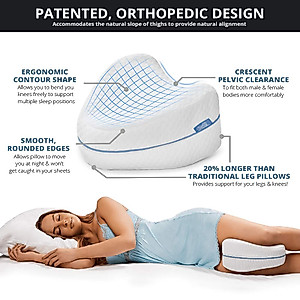 Contour Legacy Leg & Knee Foam Support Pillow - Soothing Pain Relief for Sciatica, Back, Hips, Knees, Joints - As Seen on TV