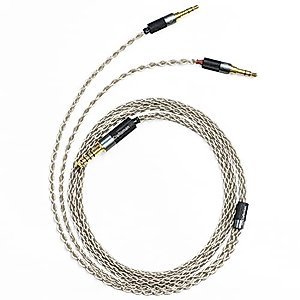 GUCraftsman 6N Single Crystal Silver Upgrade Cable 3.5mm/4.4mm/4Pin XLR Headphone Cable for HIFIMAN SUSVARA Ananda Arya SUNDARA Edition XS HE1000se HE5se HE6se (4.4mm Plug, Two 3.5mm)