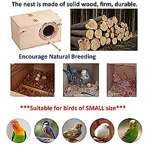 JSLZF Parakeet Nest Box, Bird Breeding Box with Perch, Wood Budgie Nest Box for Bird, Parrot, Lovebirds, Parrotlet, Finch, Sparrow 7.8” x 4.7” x 4.7”