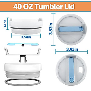 40 OZ Tumbler Lids for Stanley Cup, 2 Pack Replacement Lids Fit for Stanley Adventure Quencher,Replacement Spill Proof Splash Resistant Tumbler Lids, Reusable Tumbler Cover for Stanley (gray-white)