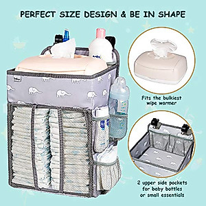 Hanging Nursery Organizer and Baby Diaper Caddy, Selbor Diapers Stacker Storage Bag for Changing Table, Crib, Playard or Wall - Nursery Organization & Baby Shower Gifts for Newborn (Elephant)