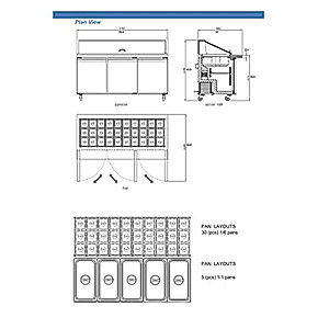 Xiltek New 72″ Three Door Mega Top Sandwich Salad Prep Refrigerator with 30 Pans Included