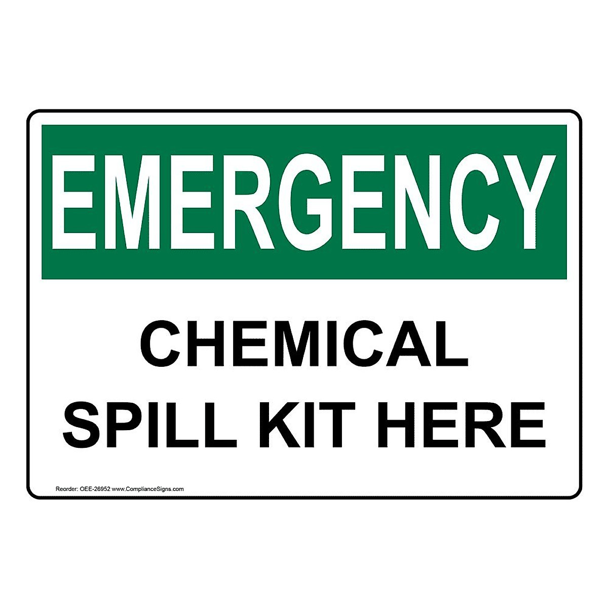 ComplianceSigns.com Emergency Chemical Spill Kit Here OSHA Safety Label Decal, 5x3.5 in. 4-Pack Vinyl for Facilities