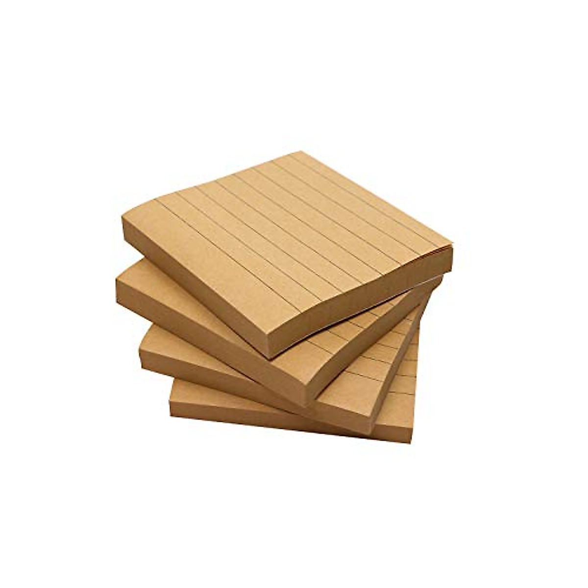Mini Skater 3x3 Inches Bright Colored Lined Sticky Notes Self-Stick Memo with Line for Office School Home (Brown)