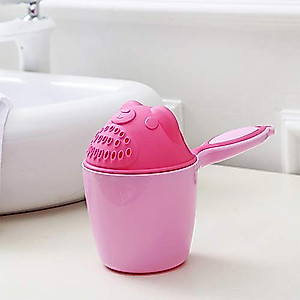 Baby Dippers Bath Rinse Cup Shampoo Rinser Shower Sprinkler Spoon Bathroom Accessories for Baby Tub (Pink)