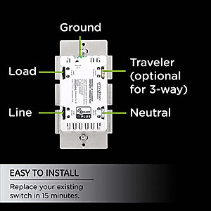 Enbrighten, White & Light Almond, GE Z-Wave Plus Smart Motion Light Dimmer, Works with Alexa, Google Assistant, SmartThings, Wink, Zwave Hub Required, Repeater/Range Extender, 3-Way Compatible, 26933