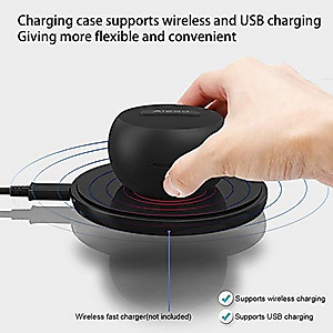 Alead TX8 Bluetooth 5.0 True Wireless Earbuds (TWS) with Wireless Charging case, IP68 Waterproof, HiFi Sound, deep bass, auto Pairing, 5H Playtime, Built-in mic, Bluetooth in-Ear Earbuds for Sports