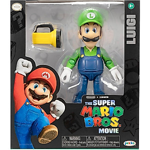 THE SUPER MARIO BROS. MOVIE - 5 Inch Action Figures Series 1 – Luigi Figure with Flashlight Accessory