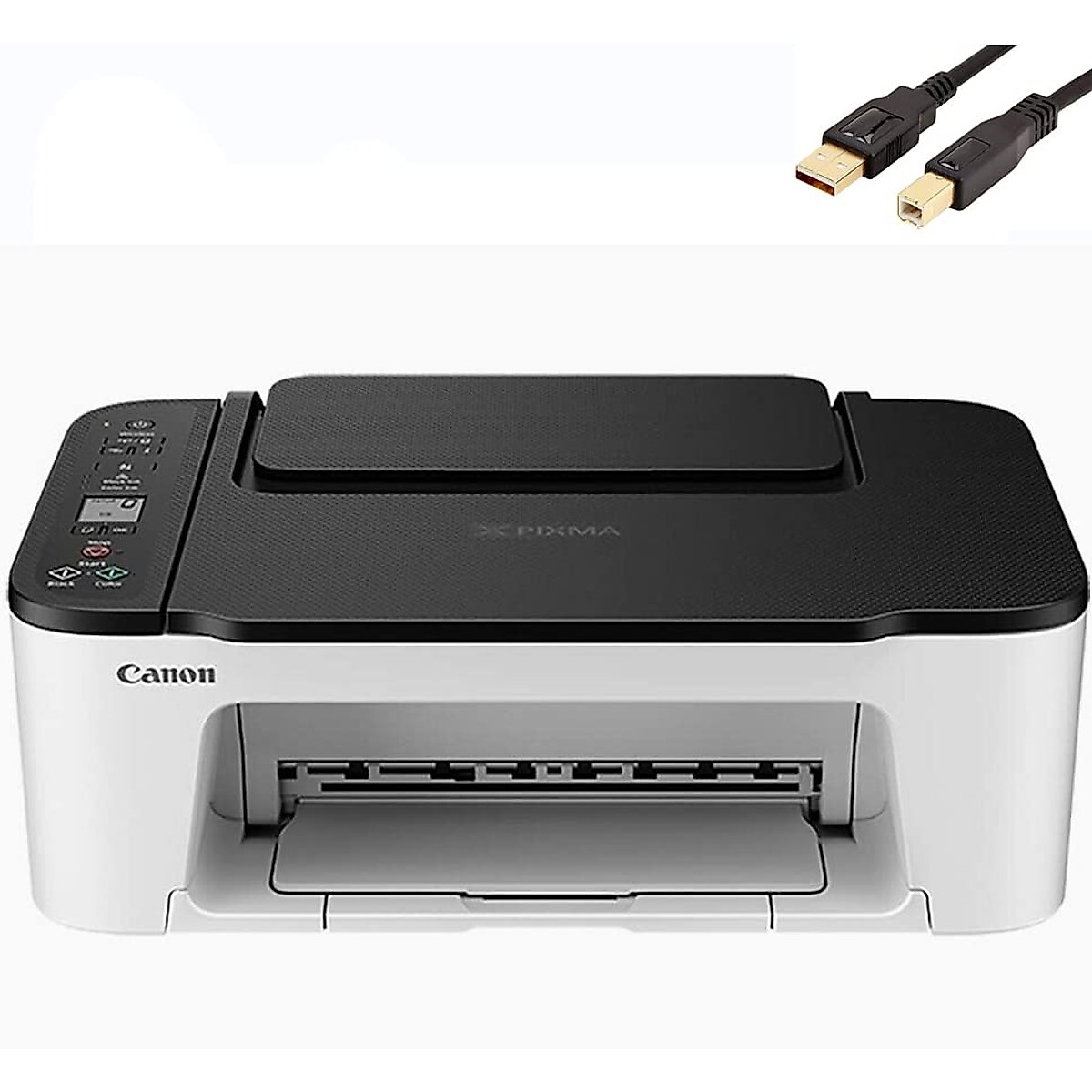 Canon PIXMA TS Series Wireless All-in-One Color Inkjet Printer - Print Copy Scan - Mobile Printing, 50 Sheets Paper Tray, 4800 x 1200 dpi, 1.5'' LCD Display, with MTC Printer Cable White