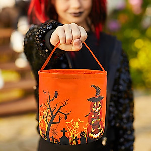 Tarocynn 2 Pieces Halloween Candy Bucket with LED Light Trick or Treat Bags Halloween Bakset Reusable Pumpkin Candy Baskets Tote Bag for Kids Party Supplies Favors