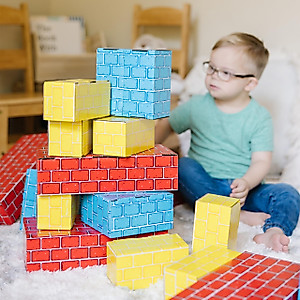 Melissa & Doug Jumbo Extra-Thick Cardboard Building Blocks - 40 Blocks in 3 Sizes, Cardboard Pretend Brick For Building