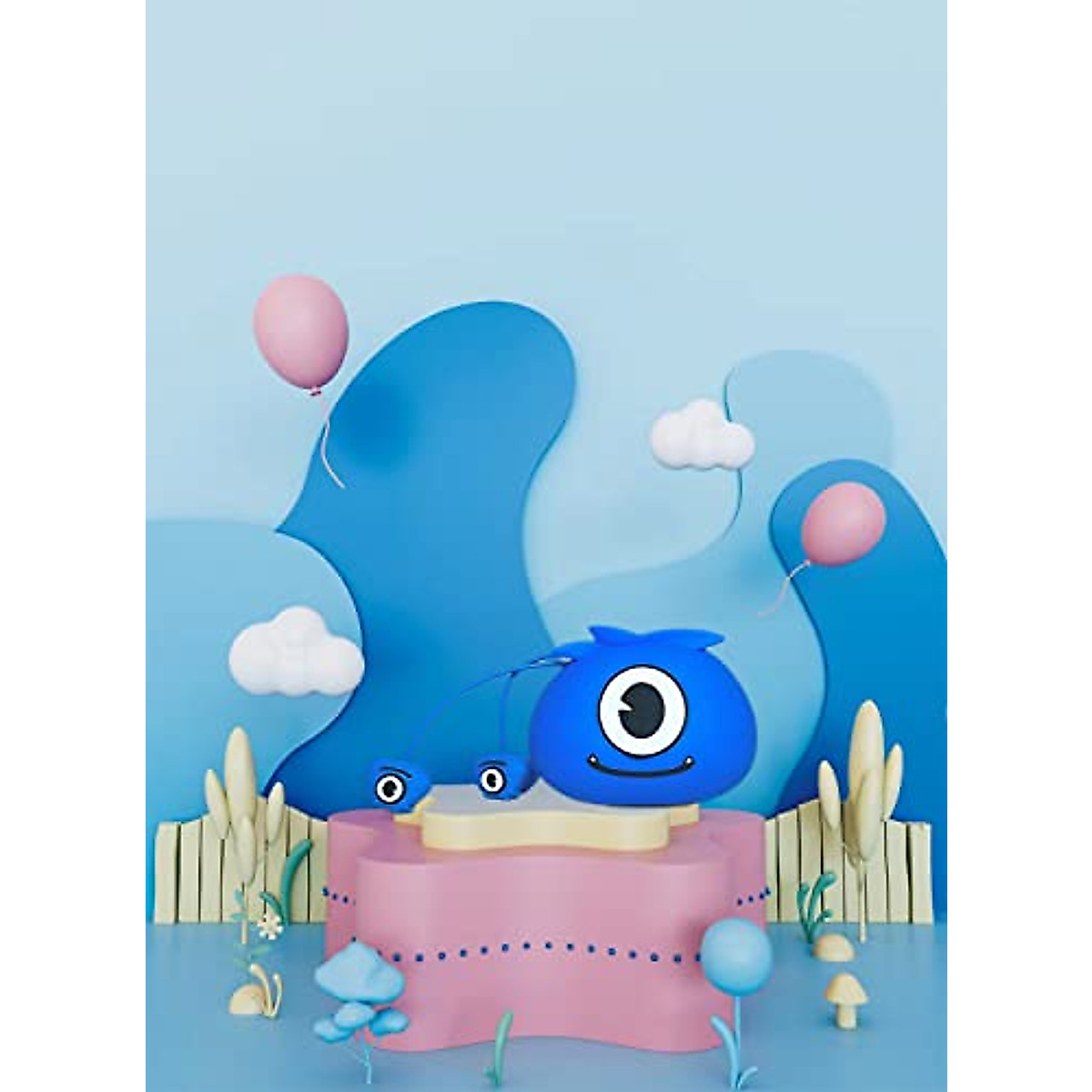 BByogooz Earbuds for Kids with Storage Case Cute Kids Earbuds in-Ear Wire Earphones for School Cartoon Headphones with Mic Microphone Gift for Girls Boys Adults (Blue Monster)