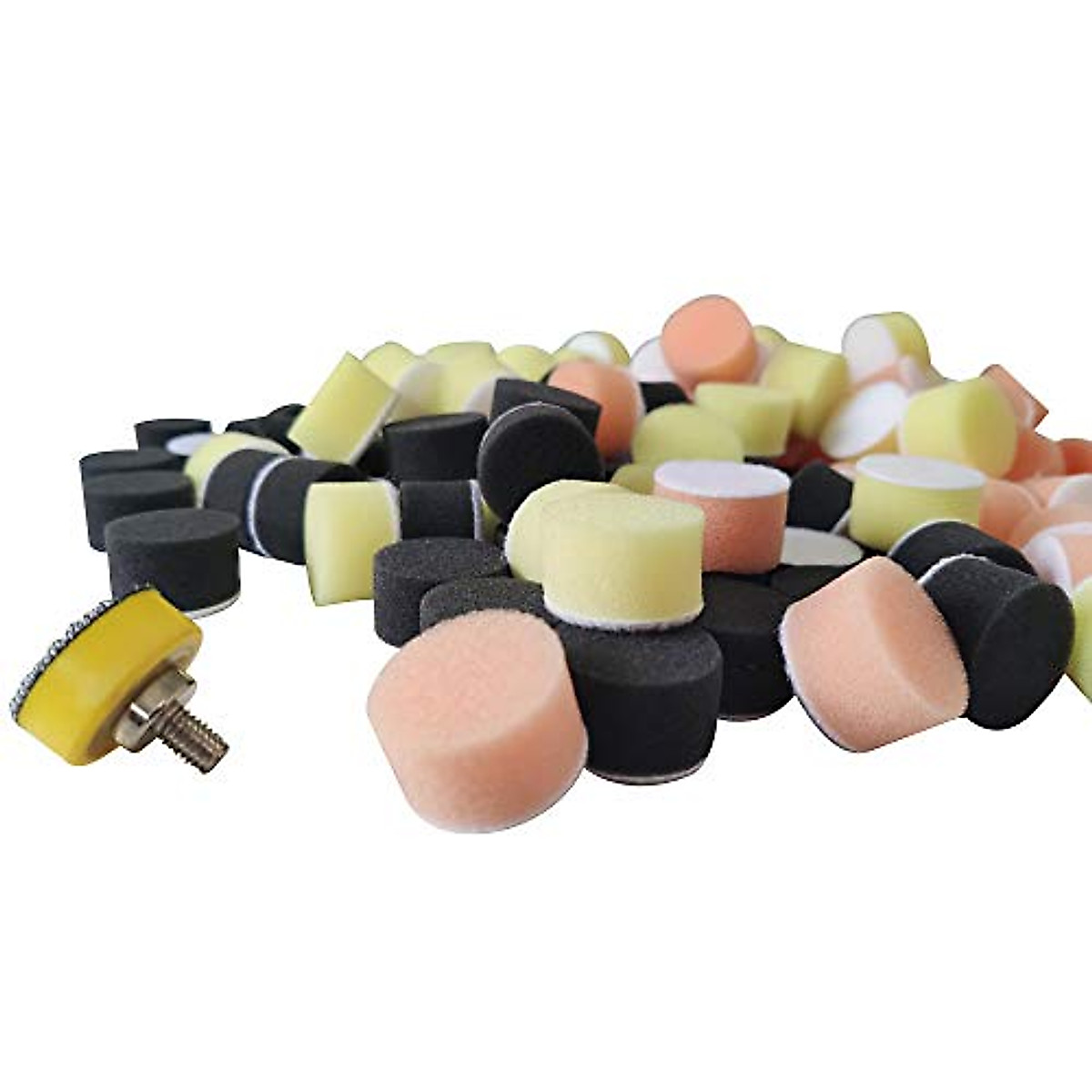 SHINA 150pcs 1 Inch 25mm Buff Polishing Polisher Pad Kit with 1pc M6 Backer Plate for Car Polisher