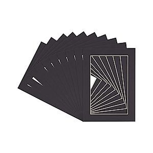 8x12 Precut Mat Board for 12x16 Frame - Acid-Free Show Kit with Backing Board, and Clear Bags Black 8x12 Photo Matte Made to Fit a 12x16 Picture Frame Matboard for Framing, Pack of 10 Mats