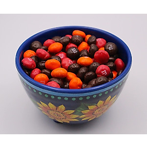 Chips and Salsa Chip Dip Bowl Set - Spanish 2 Piece Small Bowl Set Painted Blue Dishes with Sunflowers - Serving Bowls for Party and Fiestas (2)