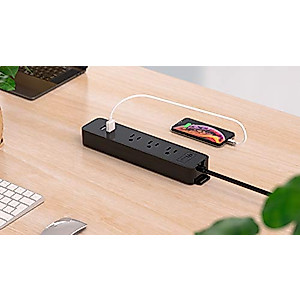 ONSMART 3 AC Outlets 2 USB Power Strip 2.4A Max Output-Mini Charging Station for Home, Travel, Office, Cruise, Overload Protection, 1.5Ft Extension UL Cord-Black(2Pack)