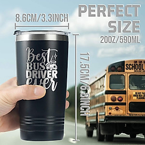 Onebttl School Bus Driver Appreciation Gifts for Women, Men - World's Best Bus Driver - 20oz/590ml Stainless Steel Insulated Tumbler - Thank you Gifts for School Bus Driver （Black）
