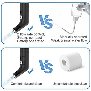 Electric Rechargeable Handheld Personal Travel Bidet Sprayer for Toilet,Bathroom and Outdoor Hiking，Sprayer Muslim Shower Spray Clean with 2.3Liters Water Storage (Black 2.3Liters)