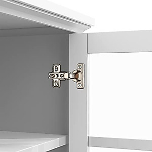 LGHM White TV Stand, Entertainment Center for 65 inch TV, 58" Modern Farmhouse TV Stand with Glass Door, Tall TV Console or Storage Cabinet and Sideboard Buffet