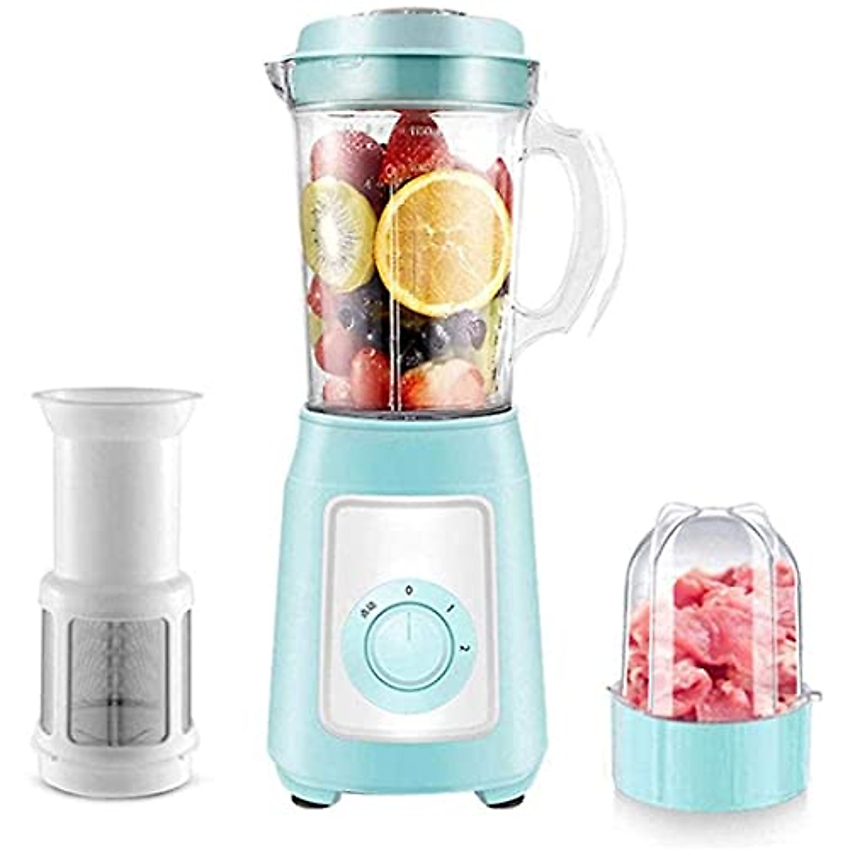 Multifunctional Blender Stainless Steel Blades, 3 Speed Control With Pulse, Overheat Protection, Crusher, chopper, coffee grinder smoothie maker 22000 rpm 1150ml jar,blue,c,blue,c ZJ666