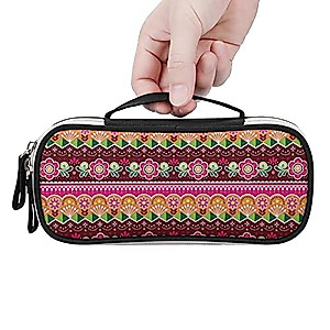 Pakistani Truck Art Seamless Pattern PU Leather Pen Pencil Bag Organizer Portable Makeup Carry Case Storage Handbag