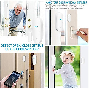 2-Pack WiFi Door and Window Sensors,Tuya Smart Alarm with Free Notification APP Control Home Security Alarm System, No Hub Required,Compatible with Alexa, Google Home