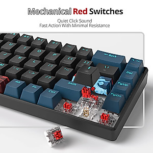 Mosptnspg Protable 60% Percent Gaming Keyboard Mechanical, Mini Compact RGB Backlit 68 Keys Wired Office Keyboard with Red Switch for Mac/Win (Monstor Black/red Switch 68)