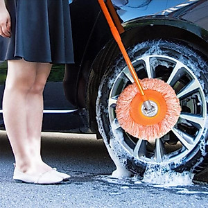 Presencte Mop - 360° Rotatable Adjustable Cleaning Mop, Wall Cleaning Mop, 2 in 1 Dehydrated Rotating Mops, Microfiber Dust Removal Mop, Round Mop for Bathroom Floor Wall (1.5m, 2 mop Head)