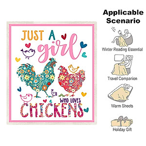 Cute Chicken Blanket Just A Girl Who Loves Chickens Blankets Super Soft Sherpa Throw Blanket Bedding Decor Gifts for Kids Boys Girls Toddler Adults 60"x50"