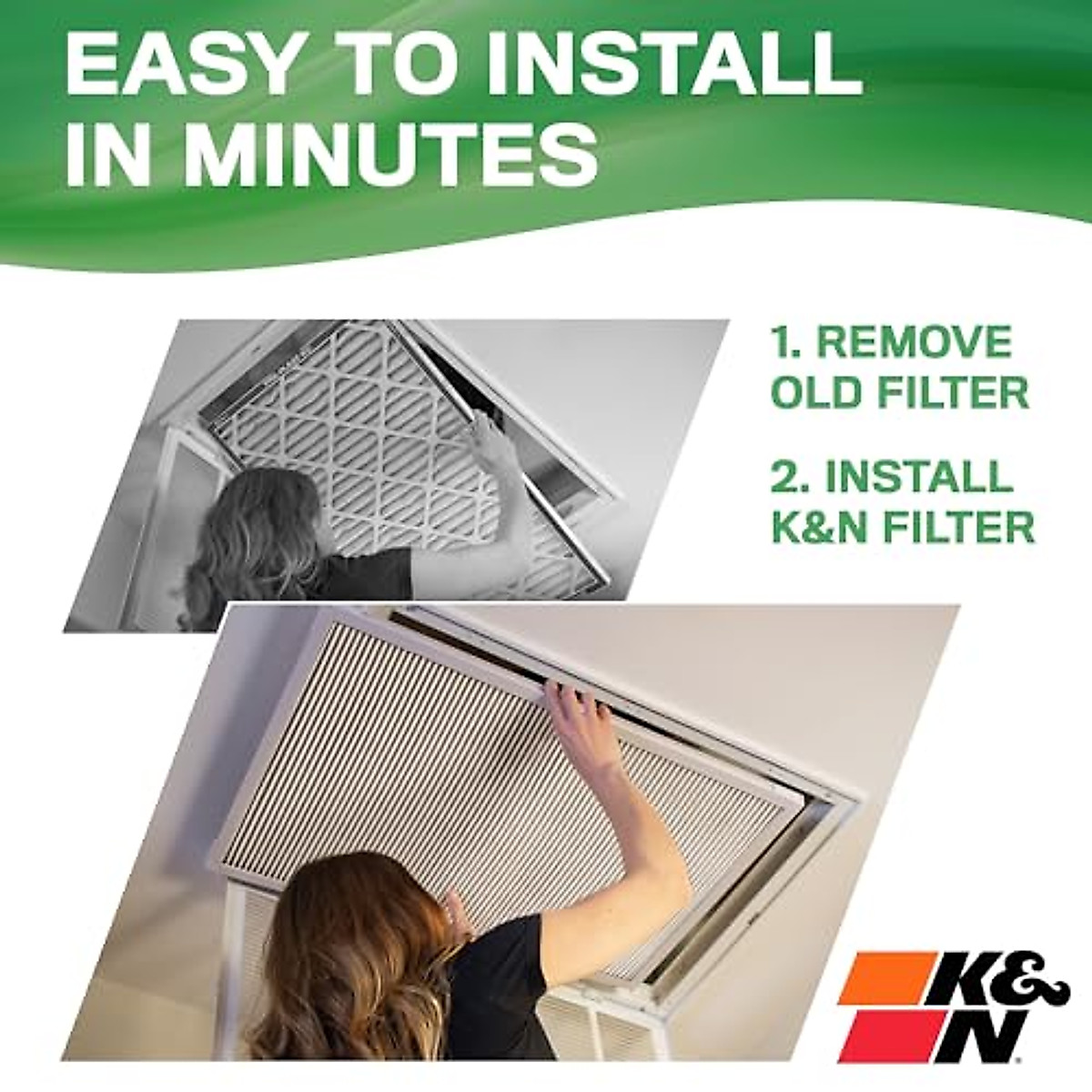 K&N 20X25X1 HVAC Furnace Air Filter, Lasts a Lifetime, Washable, Merv 13, the Last HVAC Filter You Will Ever Buy, Breathe Safely at Home or in the Office, HVC-13-12025